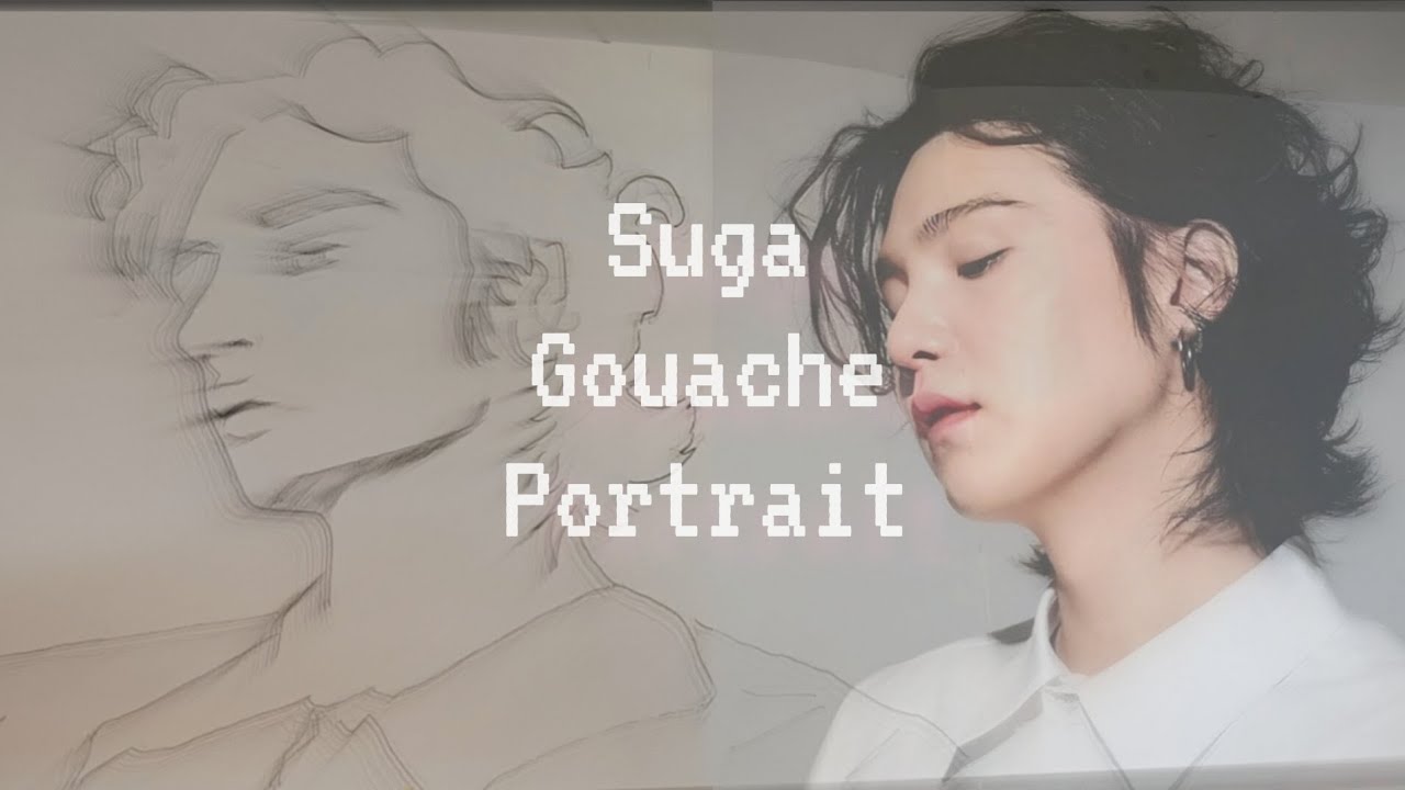 🌱BTS suga gouache painting🎨/how to draw suga outline easy step by step ...