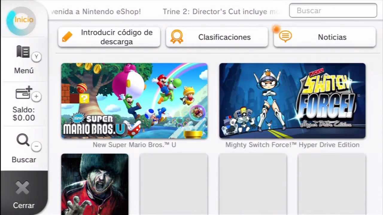 El Menu de la Wii U y su tienda virtual Nintendo eshop - YouTube