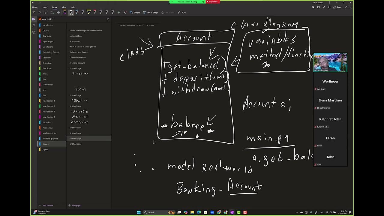 111924 COSC 1336 Python object-oriented class instance in memory - YouTube