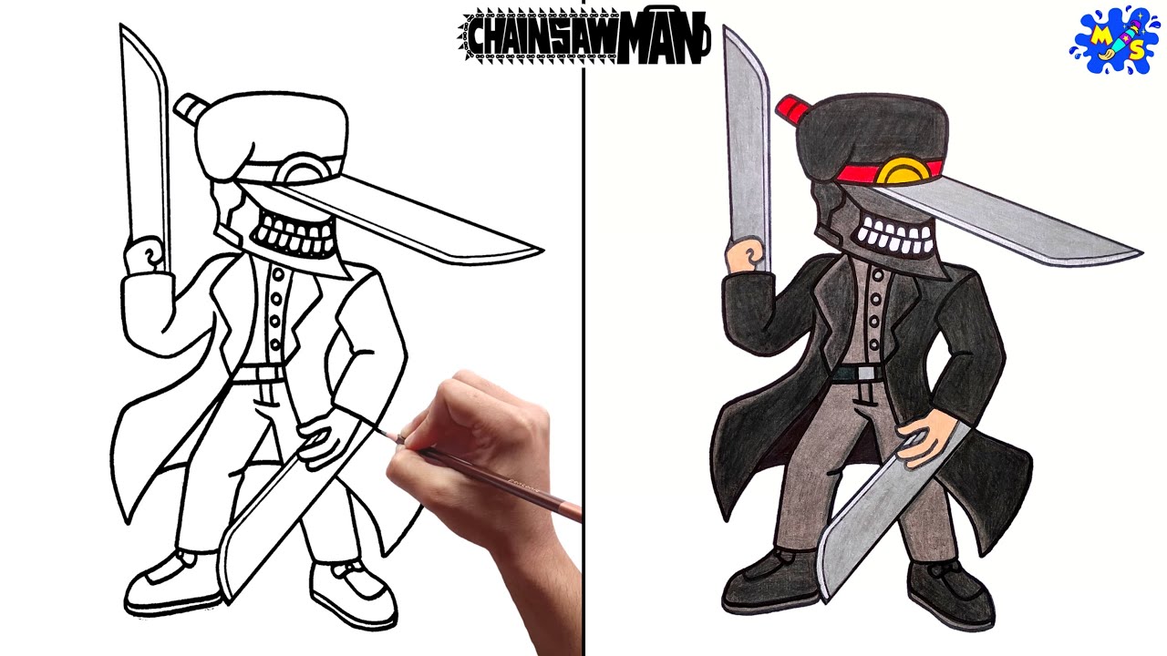 Chainsaw Man Drawing || How to Draw Katana Man full body from Chainsaw ...