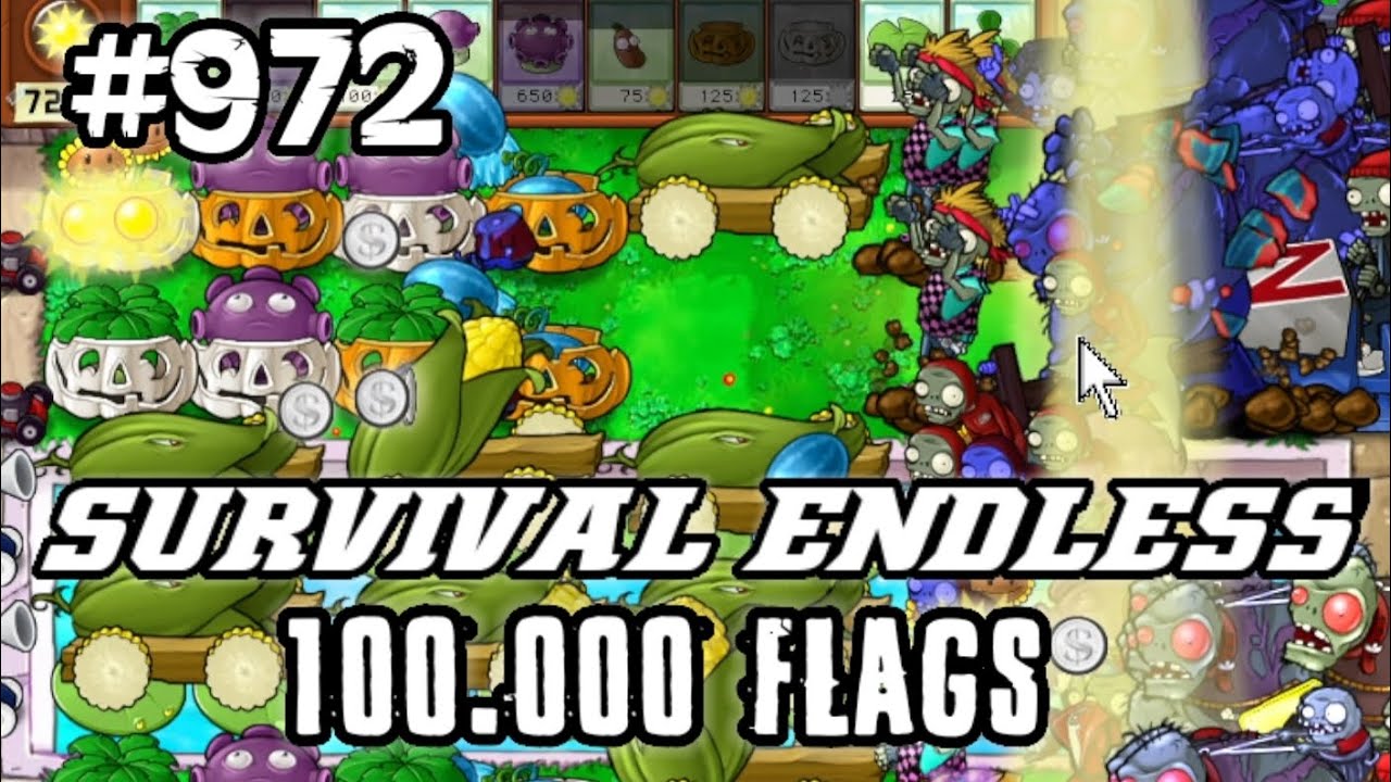 Plants vs Zombies Survival Endless 100000 Flags Part 972 | 19420 ...