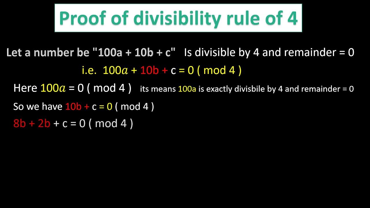 proof of divisibility rule 4 - YouTube