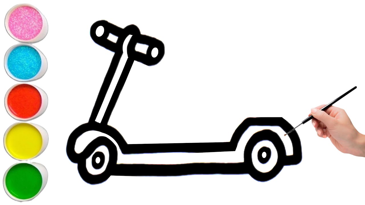 Scooter drawing | Scooters Drawing Tutorial for kids | Scooter drawing ...