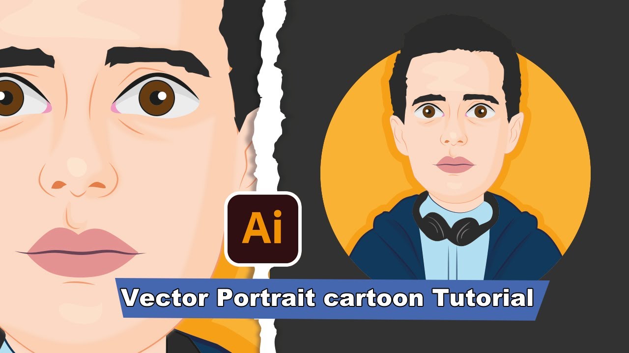 Vector Portrait Cartoon Tutorial Adobe Illustrator Youtube