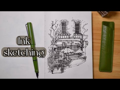 Loose ink sketching with fountain pen| urban sketch - YouTube