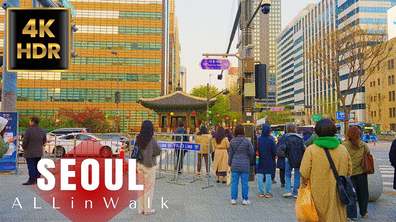 4K Seoul Rush Hour City Walk - Gwanghwamun to Myeongdong | Korea | 4K ...