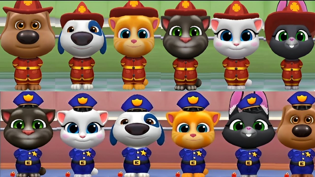 🚒🔥👨‍🚒Firefighter & Police Uniform Unlocked🔓 👮‍♂️🚨🚔My Talking Tom ...