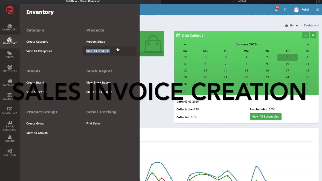 Sales Invoice Creation in RetaDesk - YouTube