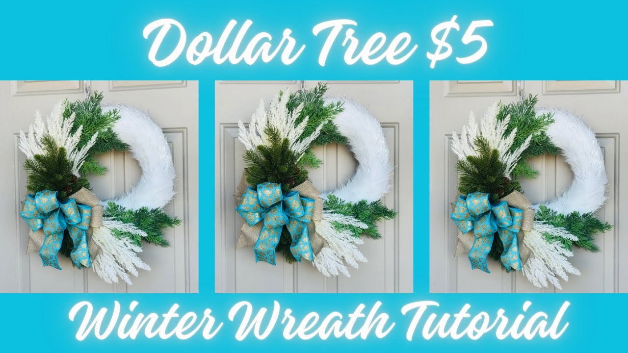 DOLLAR TREE EASY & INEXPENSIVE WINTER WREATH TUTORIAL PLUS BOW DIY ...