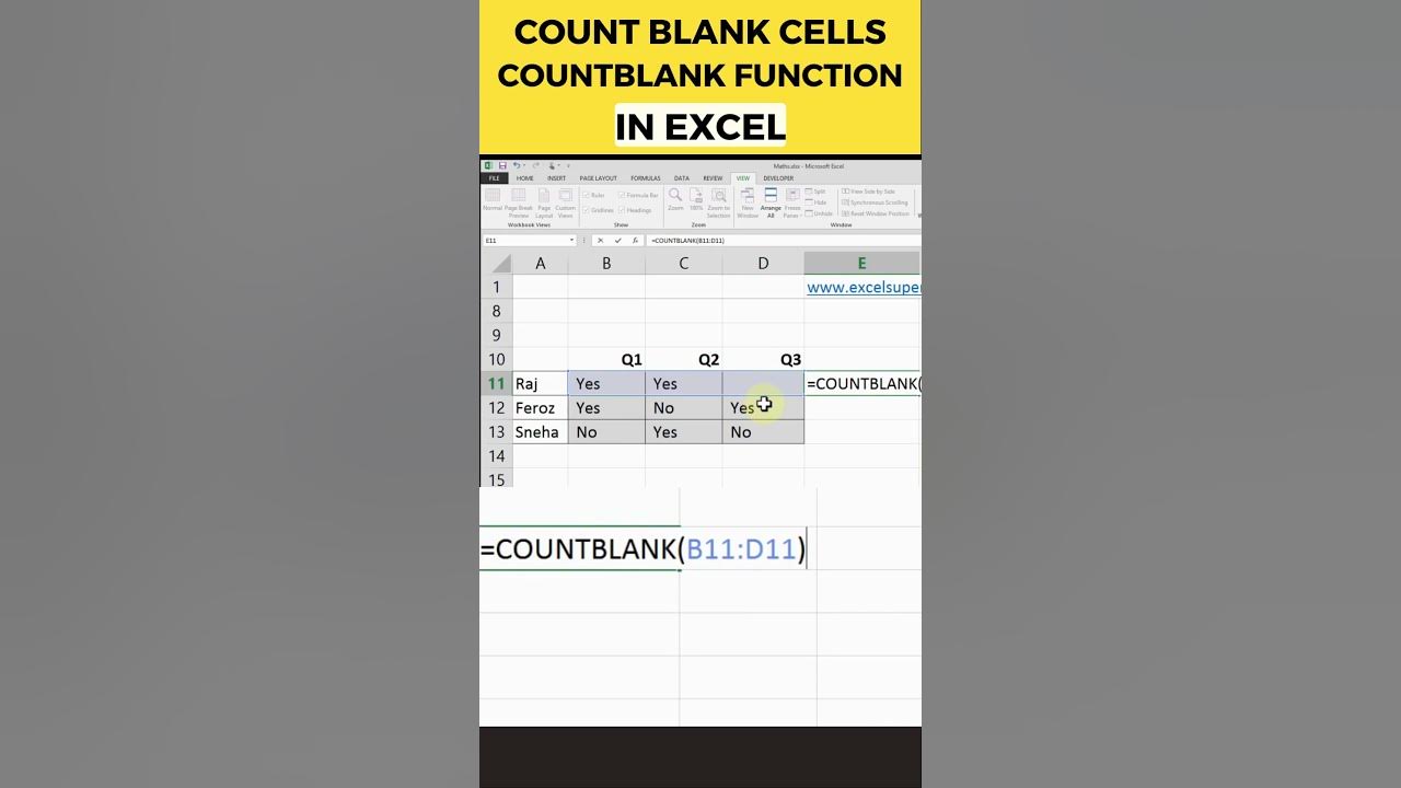 Count Blank Function in Excel | Part 2 - YouTube
