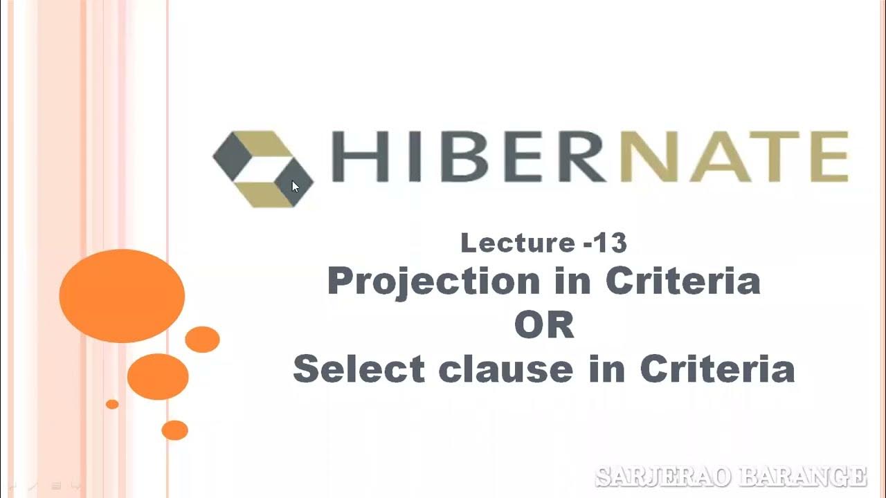 Projection In Hibernate Criteria Select Clause In Hibernate Criteria Youtube