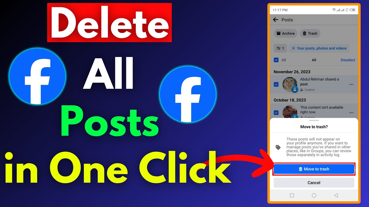 How to delete all post on Facebook in one click 2024 (Simple Way) - YouTube
