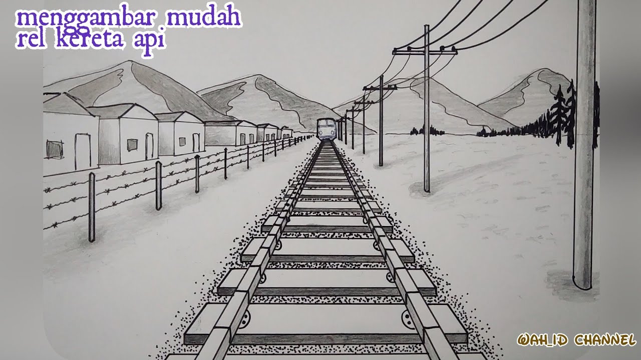gambar rel kereta api & pemandangan | perspektif 1 titik hilang mudah ...