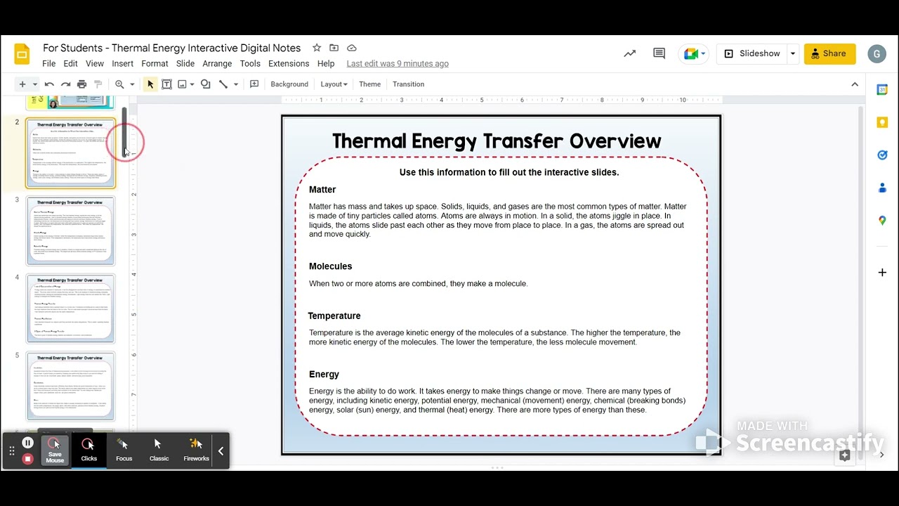 For Students - Thermal Energy Interactive Digital Notes - Google Slides ...