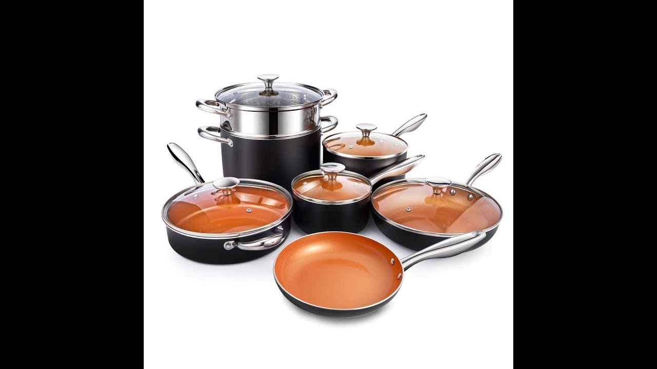 Ultra Nonstick MICHELANGELO Copper Cookware Set 12 Piece!! - YouTube