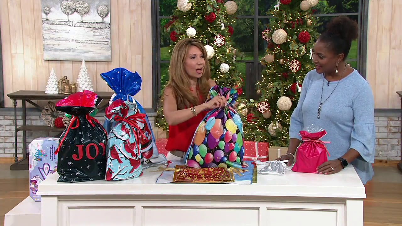 Kringle Express 60-Piece Drawstring Gift Bag and Tag Set on QVC - YouTube