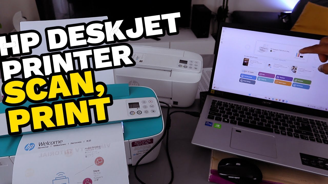 How To Do Scan To Computer With HP Deskjet and USB Cable and Print ...