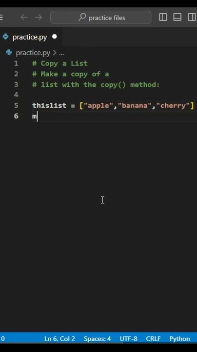 Copy A List Python Coding Code Pythoncode Learnpython Pythonforbeginners Youtube 