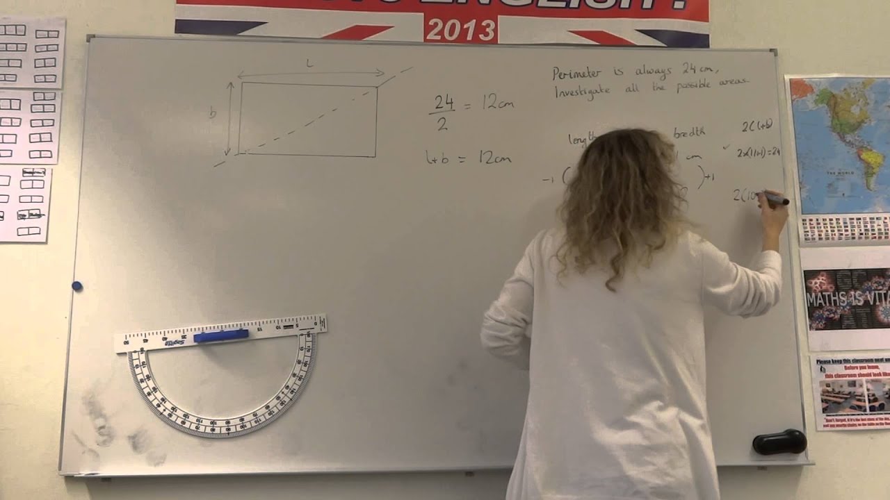 areas of different rectangles, perimeter is 24cm -sides are whole numbers (natural numbers ...