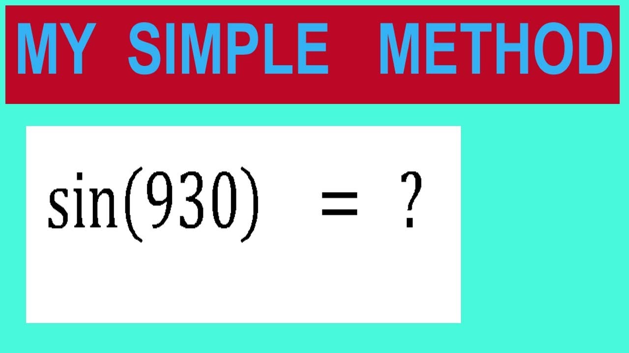 Find trigonometry angle sin⁡(930) = ? - YouTube