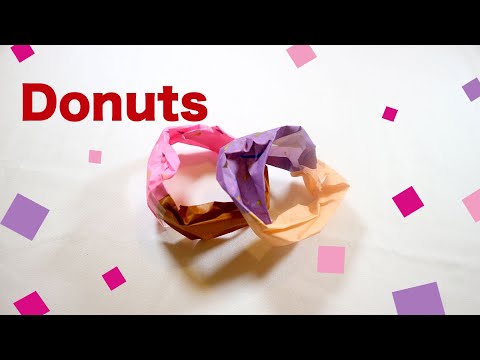 【折り紙工作】簡単ドーナッツの作り方/お店屋さんごっこに使える！/Origami Doughnuts - YouTube