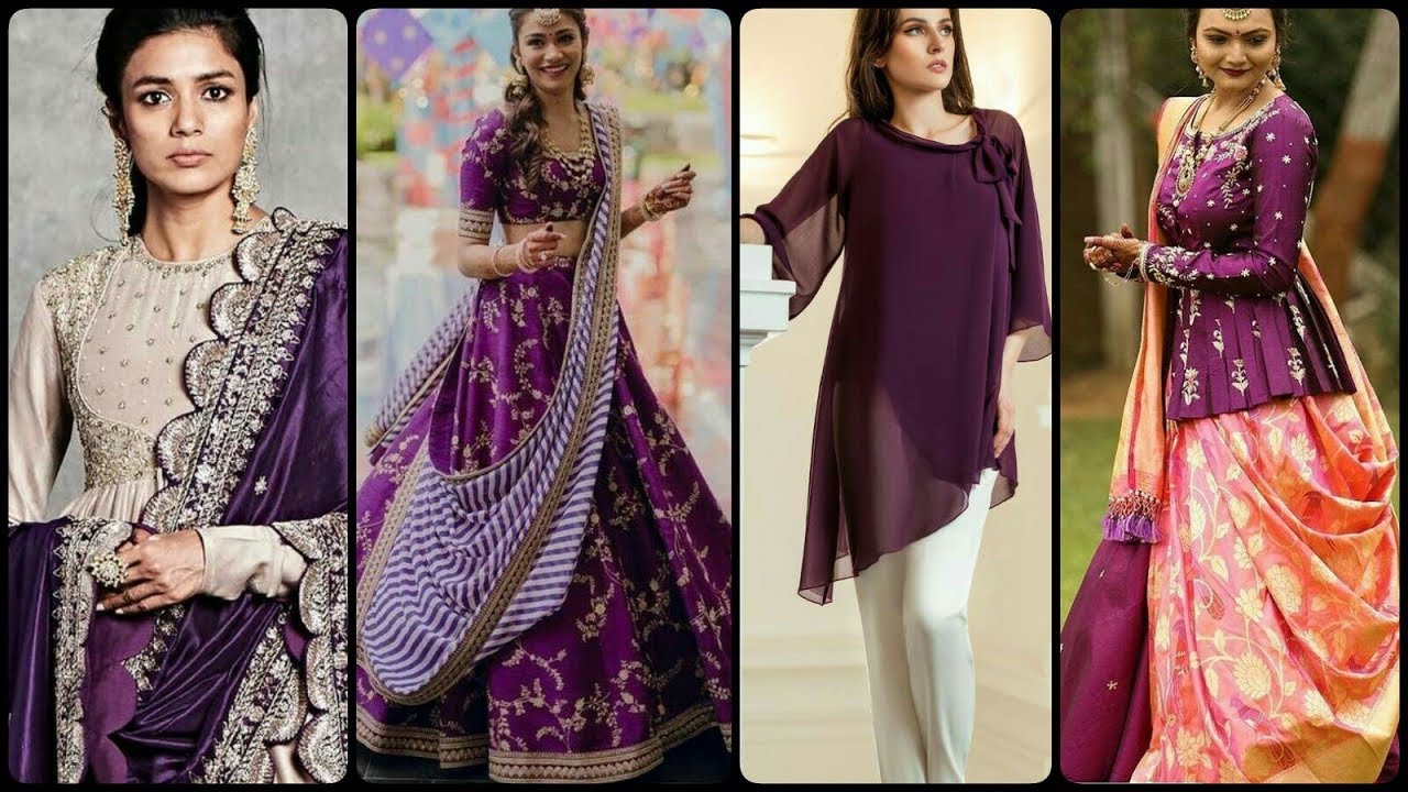 Very Beautiful & Creative Purple Colour Dresses //Purple Party Wear ...