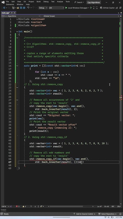 std::remove_copy, std::remove_copy_if usage examples. C++ Algorithms. #coding #programming - YouTube