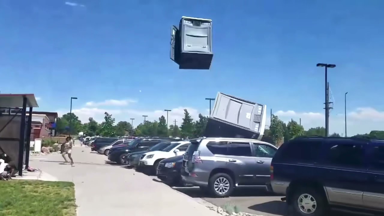 Porta potty goes flying in the air Shot on iPhone meme - YouTube