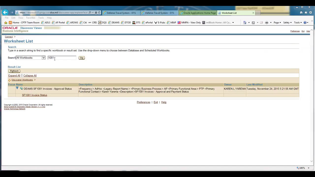 DEAMS Discoverer Viewer Invoice Reports1081s JVs Holds - YouTube