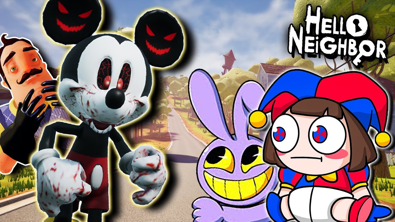 BABY POMNI & JAX vs MICKEY MOUSE.EXE | Hello Neighbor Mod - YouTube