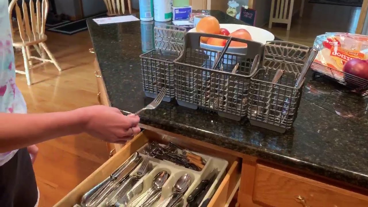 Emptying the Dishwasher - Sorting Silverware - YouTube