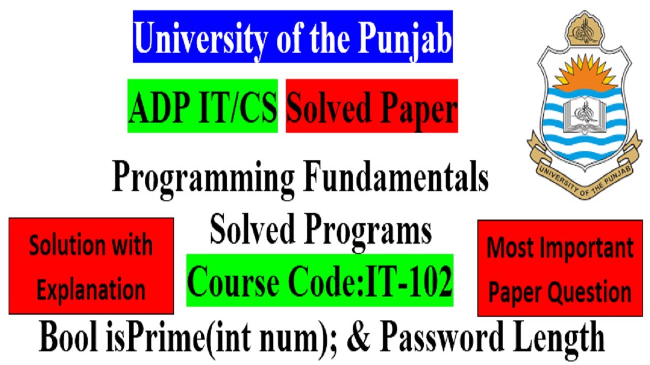 ADP IT CS Programming Fundamentals solved Paper PU - YouTube