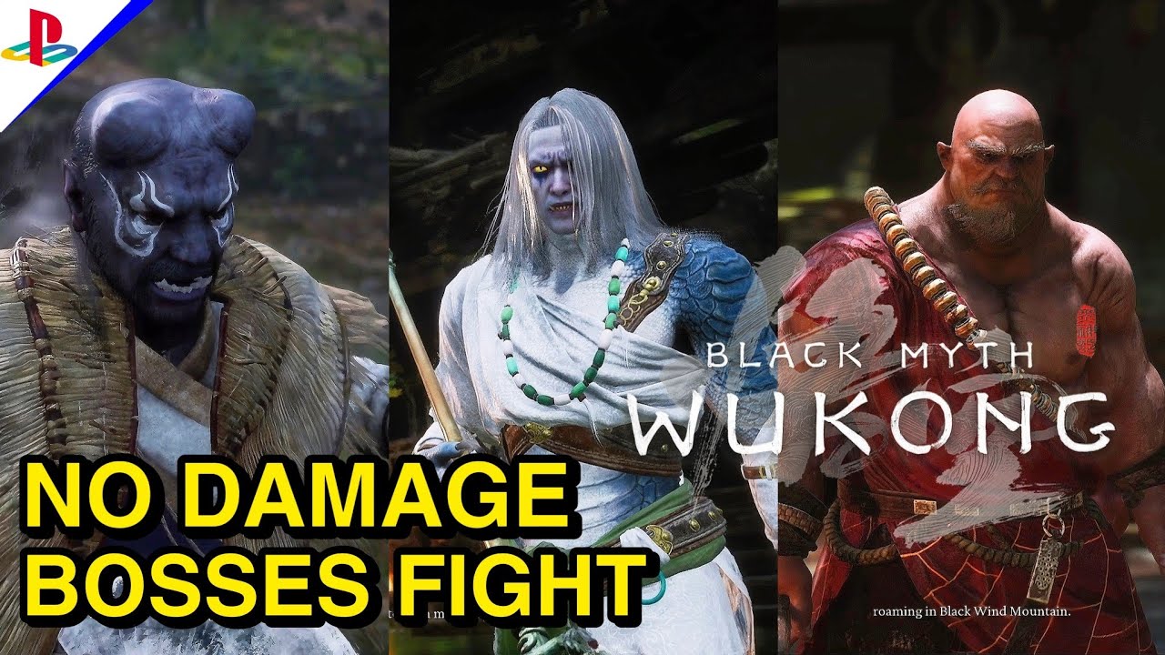 No Damage Bosses Fight Black Myth Wu Kong Chapter1-2 (NG, Handcam ...