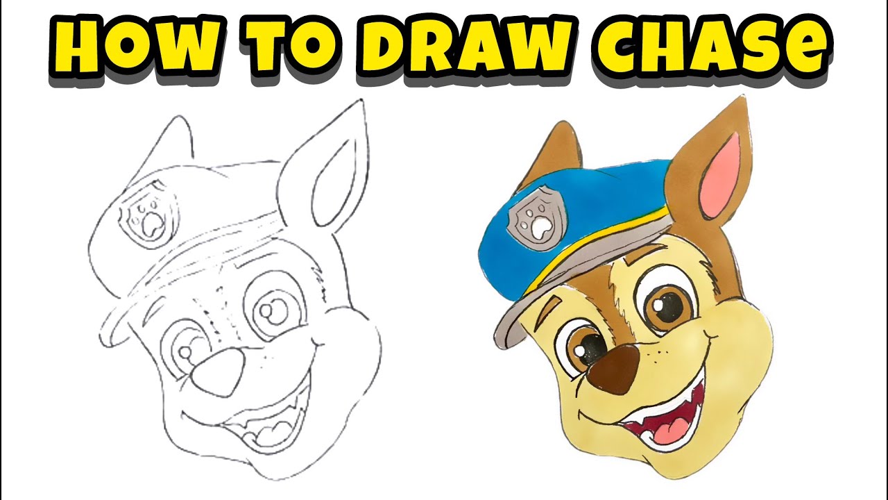 How to Draw Chase from Paw Patrol – Create Police and Traffic Cop Dog ...