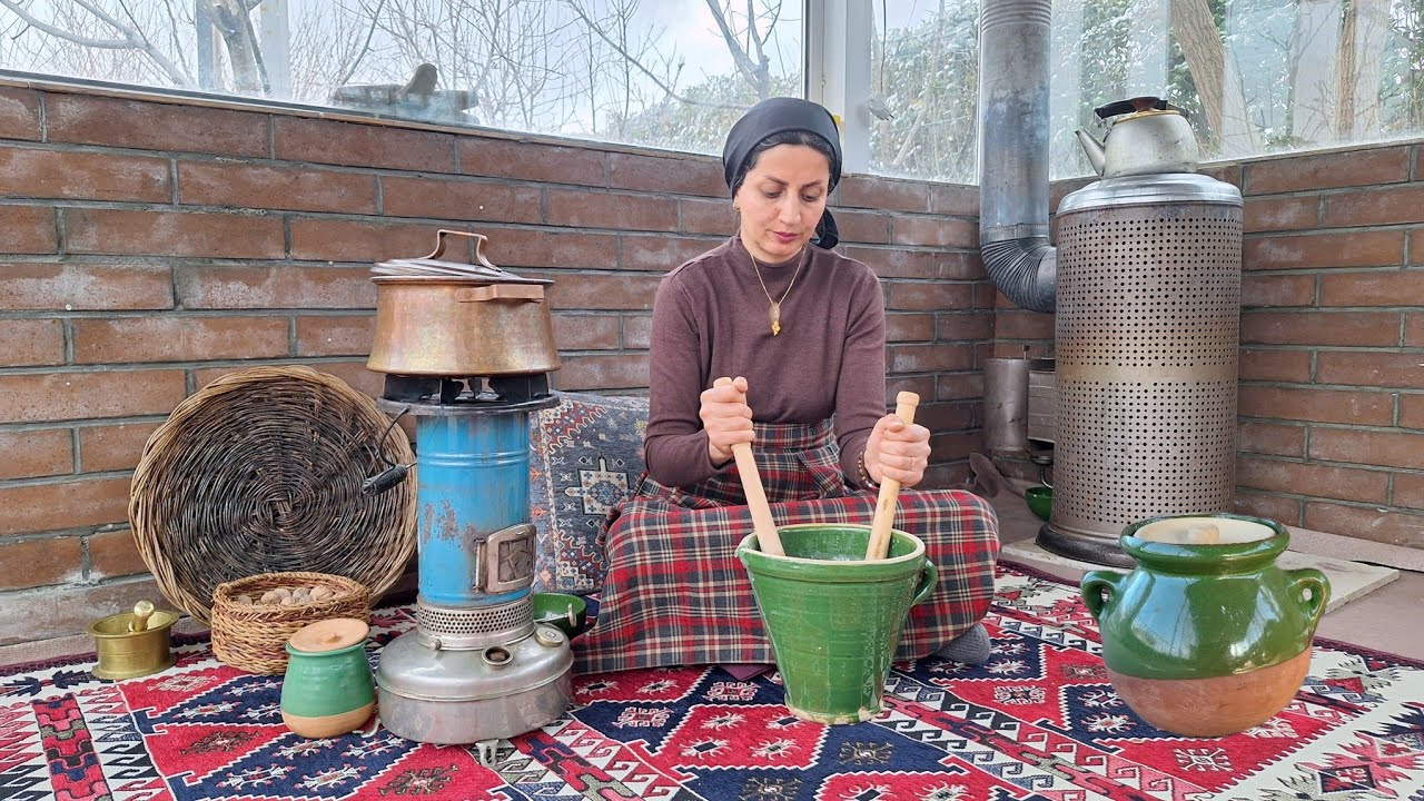 Rural cooking, authentic Iranian food, this food is pure calcium ...