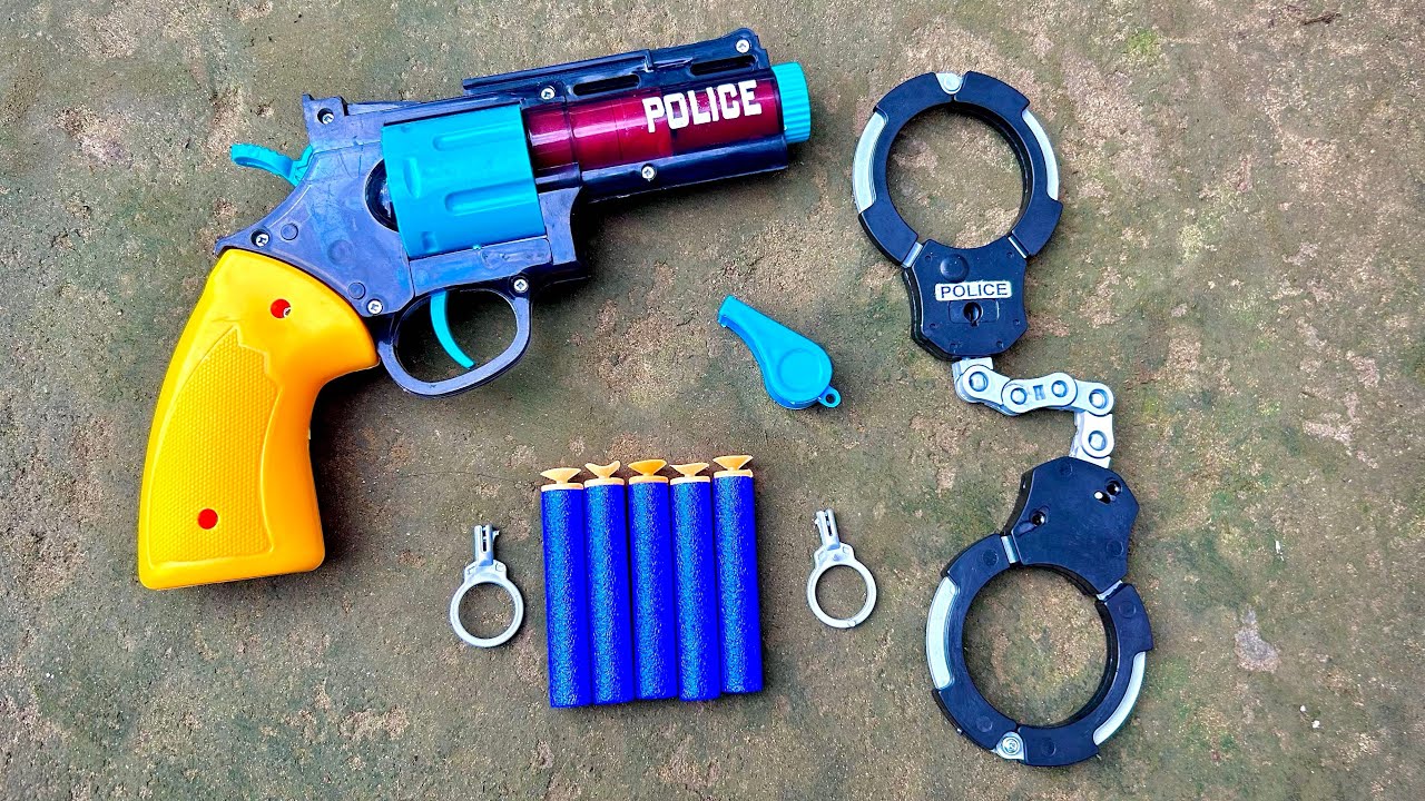 City Police Toy Gun With Thief Handcuffs and Soft Bullet Unpack ...