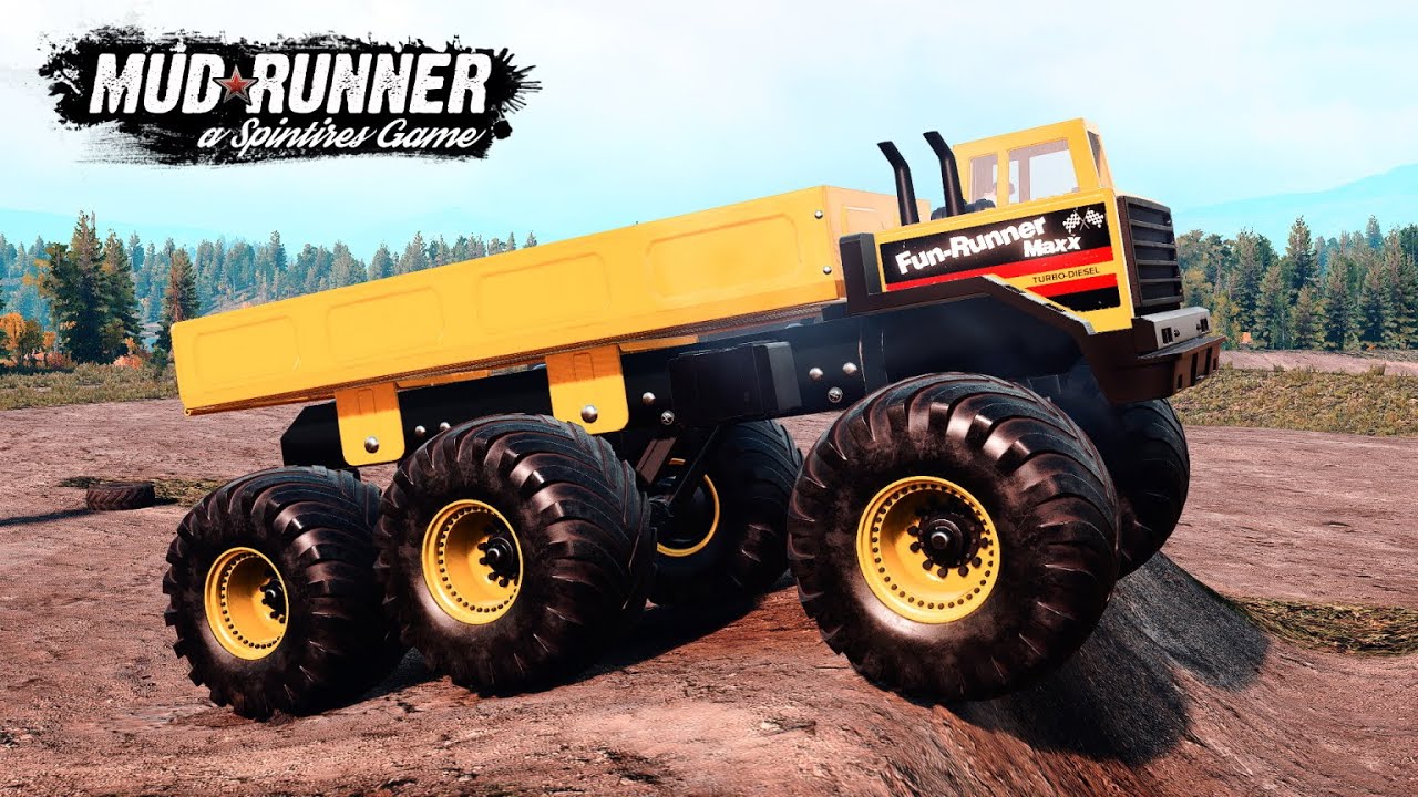 SnowRunner Fun Runner Giant Toy Car on Mud Park - YouTube