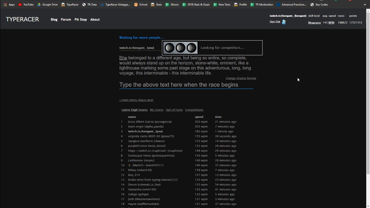 TypeRacer Stream - 11/09/2019 - YouTube