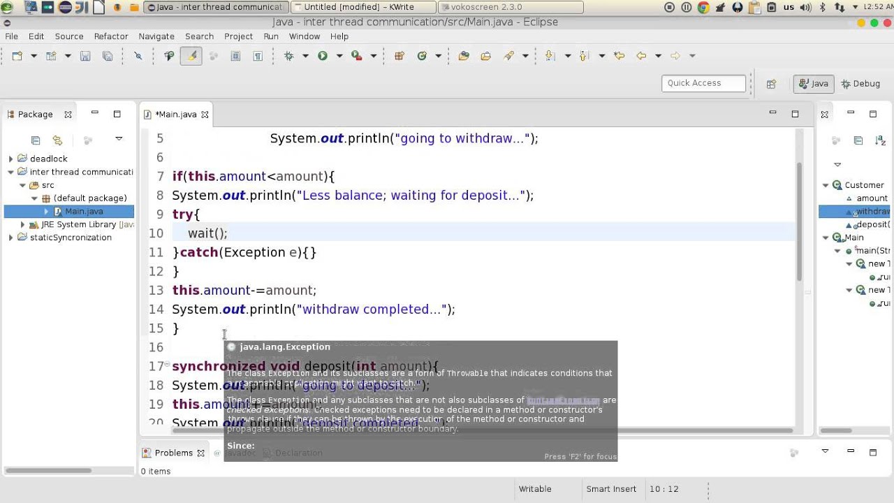 160 Java Advanced Inter Thread Communication الاتصال الداخلي Youtube