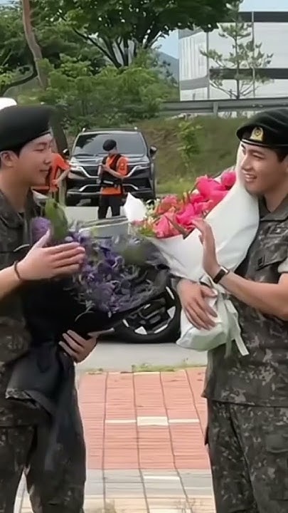 BTS RM, TAEHYUNG, JUNGKOOK AND JIMIN Military Discharge - YouTube