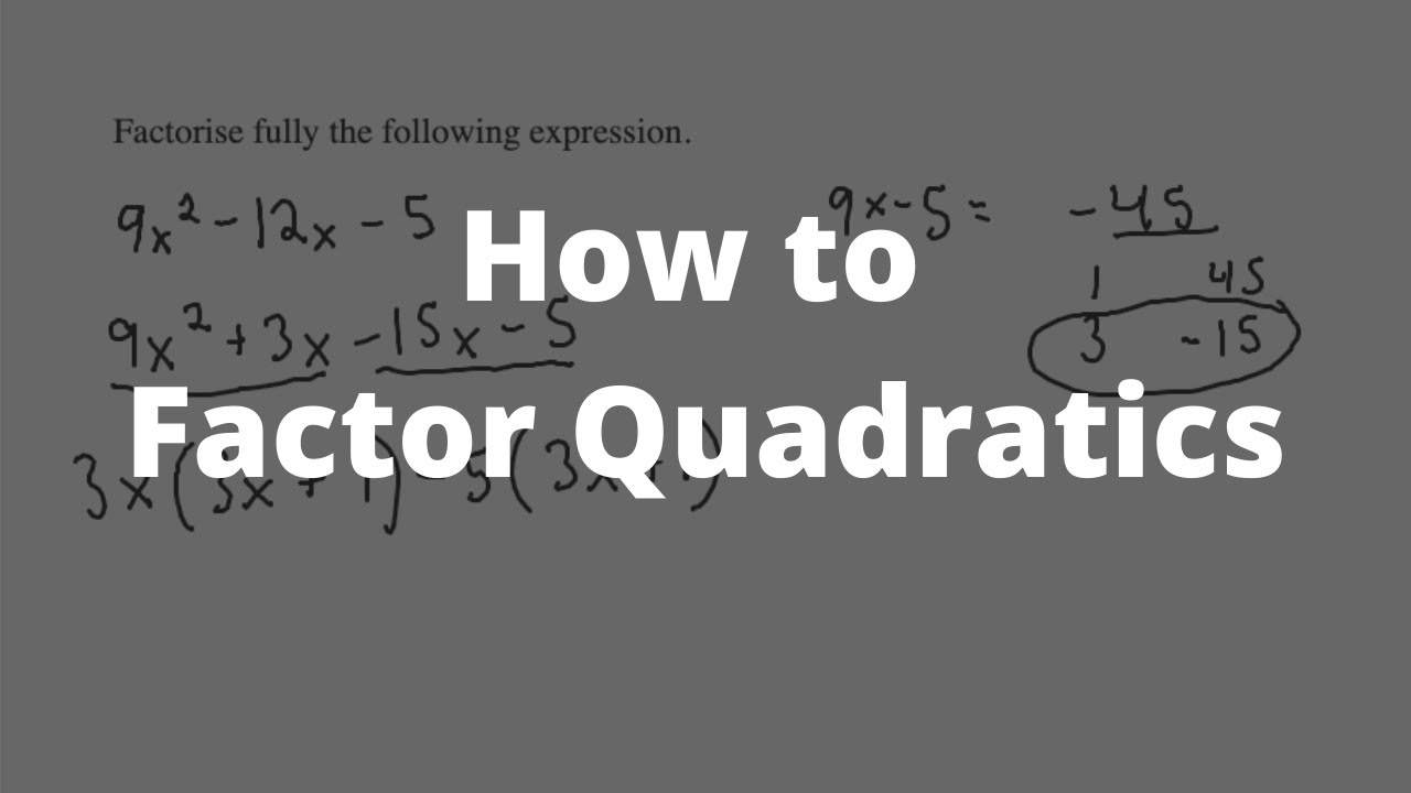 Factorise Fully The Following Expression 9x 2 12x 5 YouTube