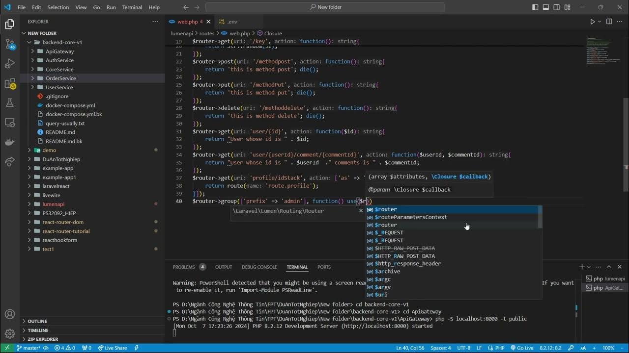 PHP lumen group router - YouTube