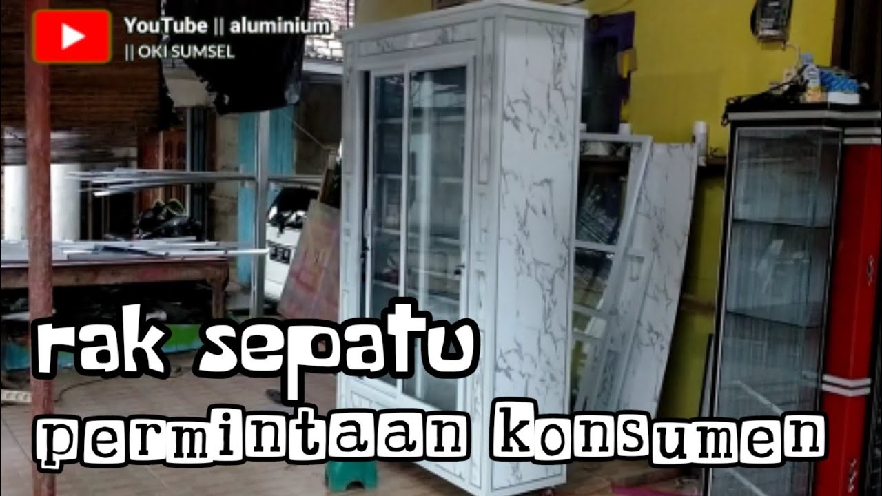 lemari rak sepatu dari aluminium acp dan kaca || sesuai permintaan ...