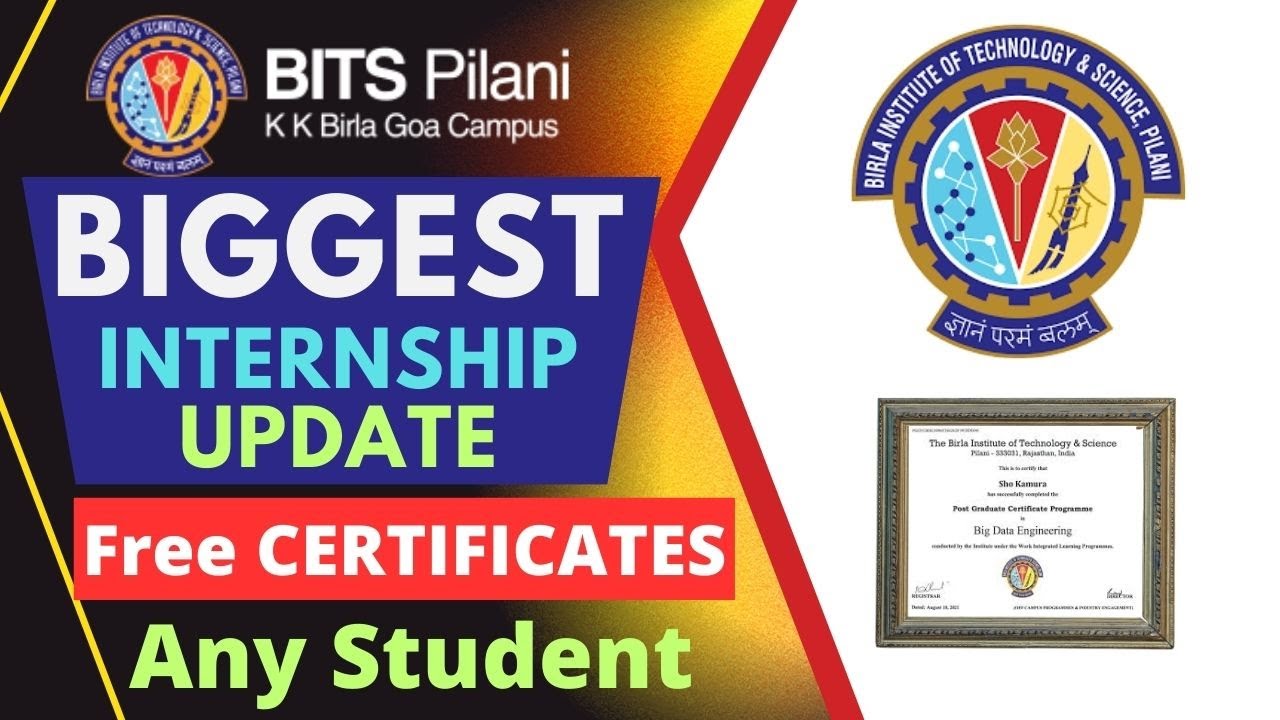 BIGGEST INTERNSHIP Launched By BITS PILANI | FREE CERTIFICATES | Any ...