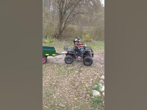 Детский квадроцикл с самодельным прицепом - YouTube