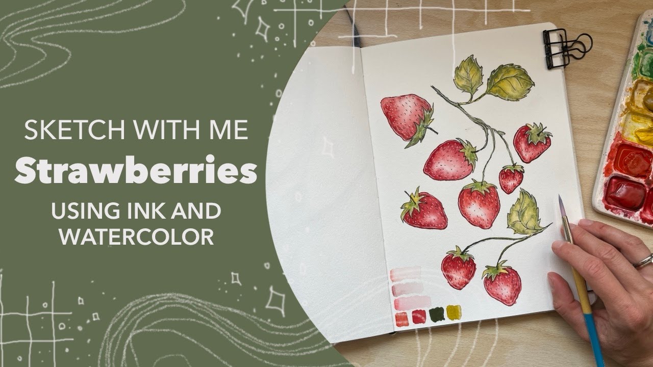 Draw with me Strawberries | Watercolor and Pen Illustrations ...