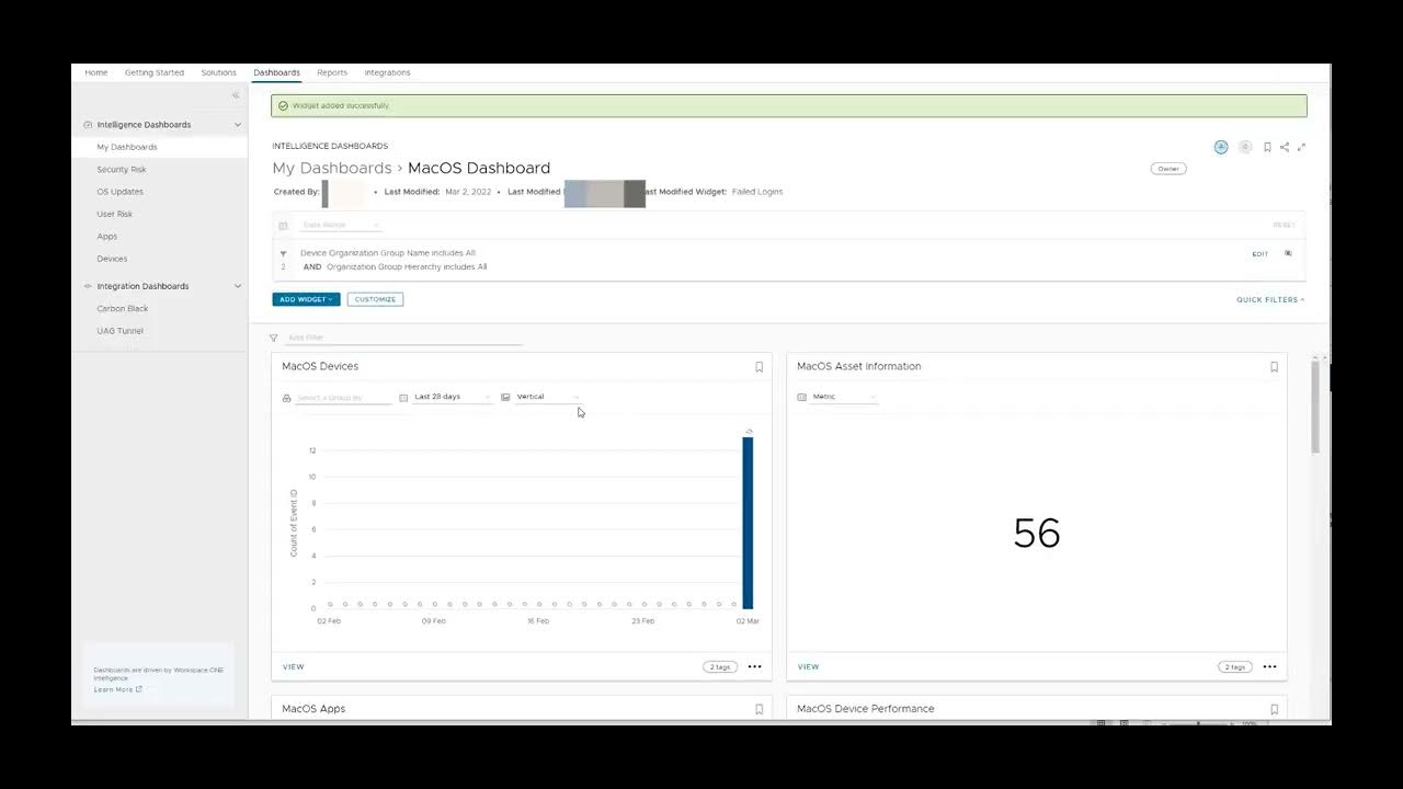 Creating A Ws1 Intelligence Widget For Macos Failed Logins Youtube