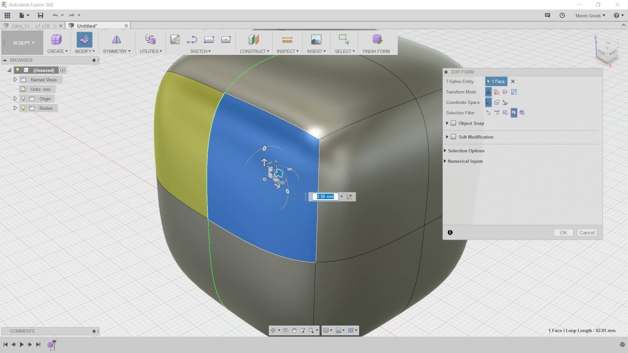 Let's CAD - Fusion 360 - Folge 005 - Freeform / Sculpt Umgebung ...