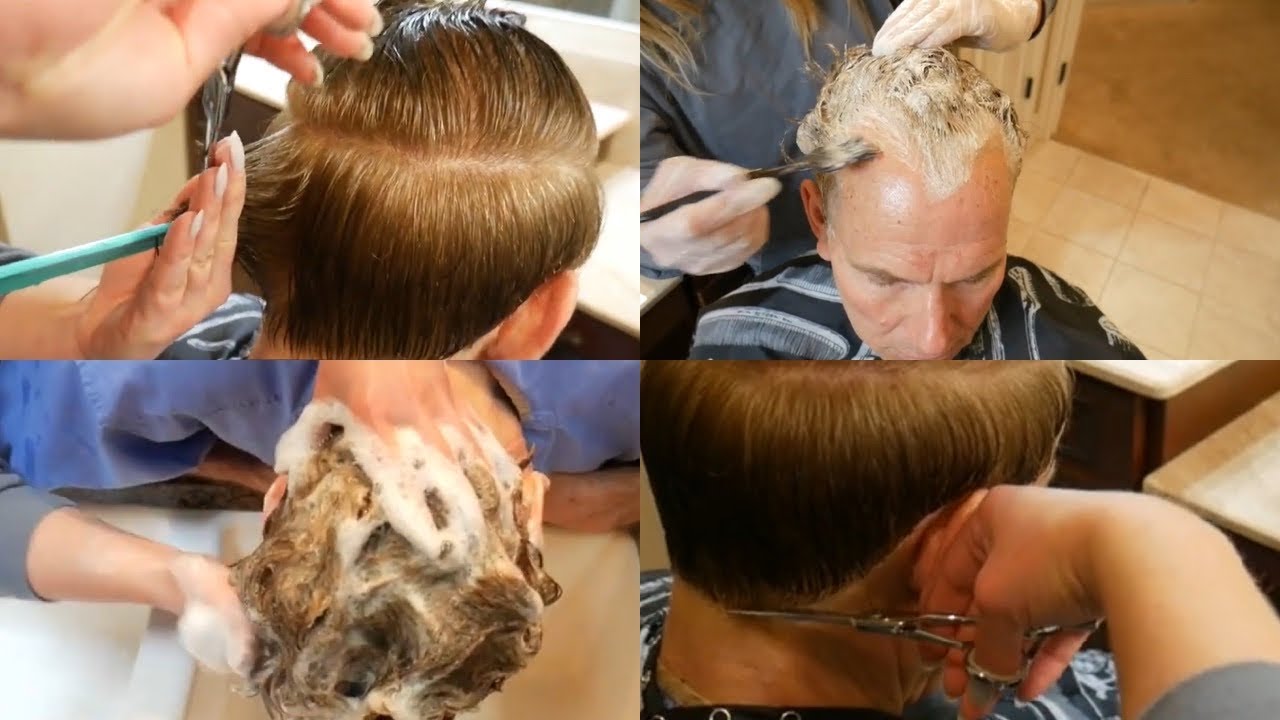 ASMR Men’s Haircut, Color, & Shampoo (male model) - YouTube
