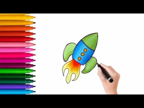 How to draw a rocket easy drawing for kids and toddlers - YouTube